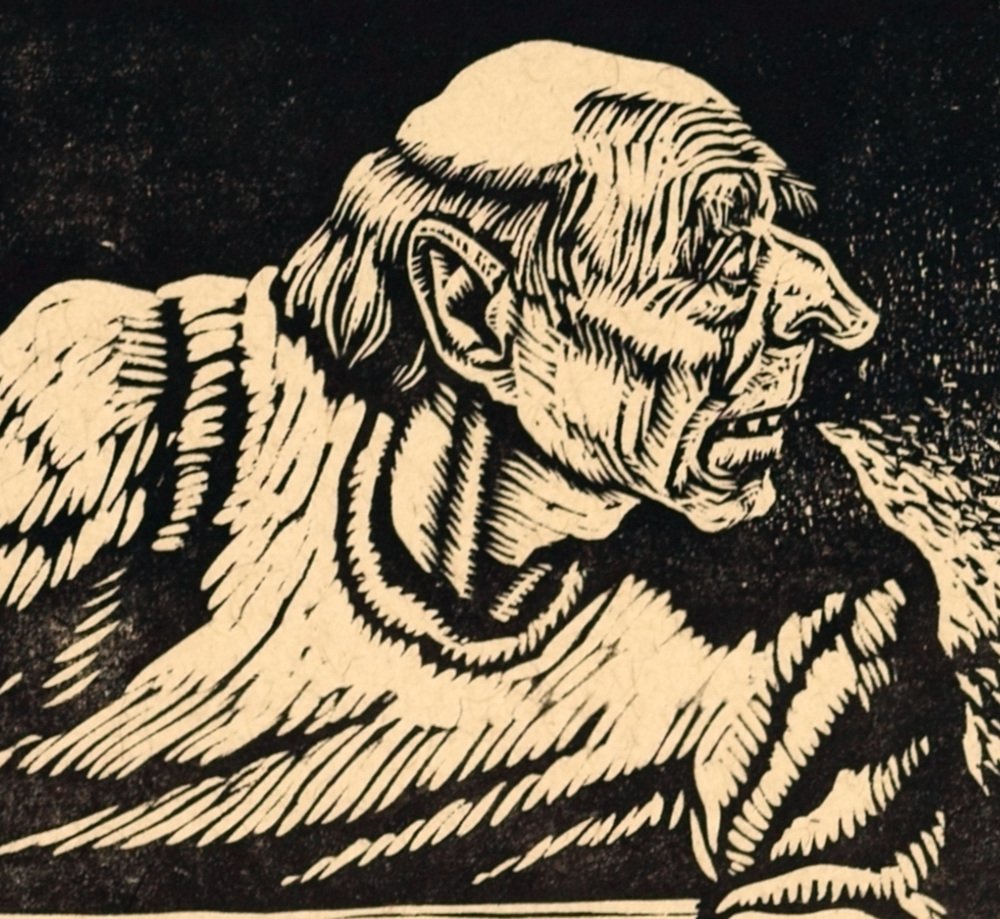 Rudolf Nehmer, Greed, 1948, Woodcut for sale at Pamono