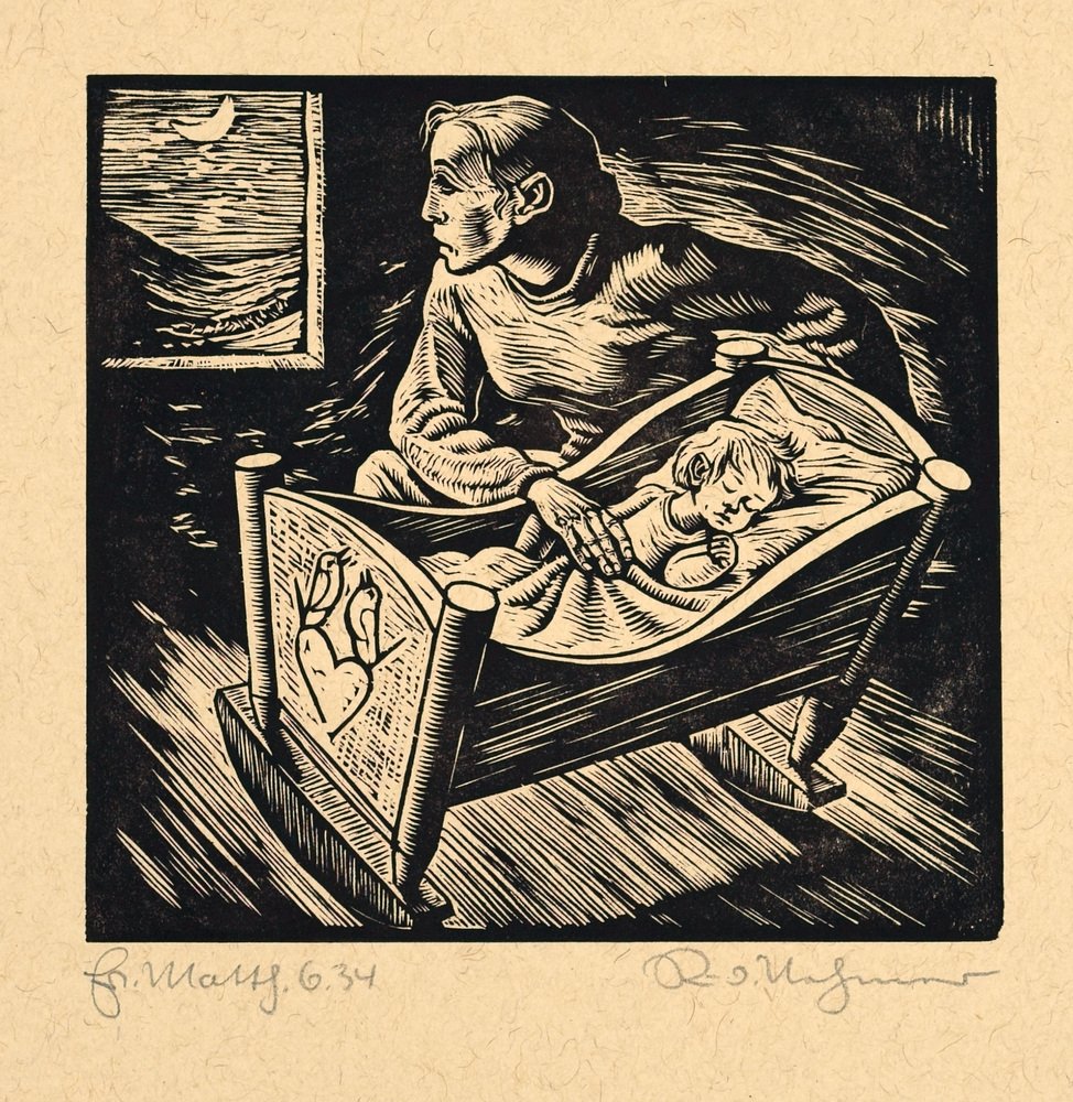 Rudolf Nehmer, The Tilt of the Day, 1948, Woodcut for sale at Pamono