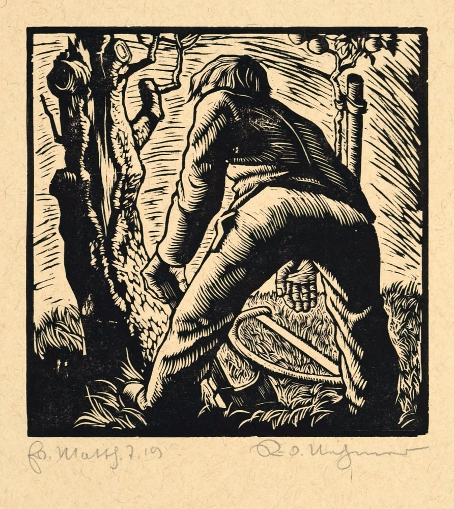 Rudolf Nehmer, The Fruitless Tree, 1948, Woodcut for sale at Pamono
