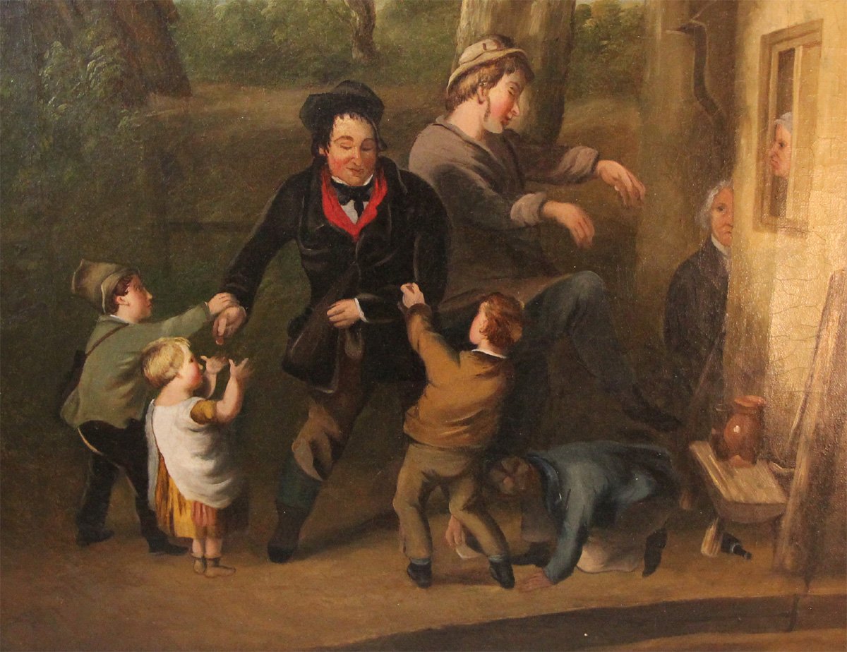 Dutch Scene with Traveling Entertainers, Early 19th Century, Oil on ...