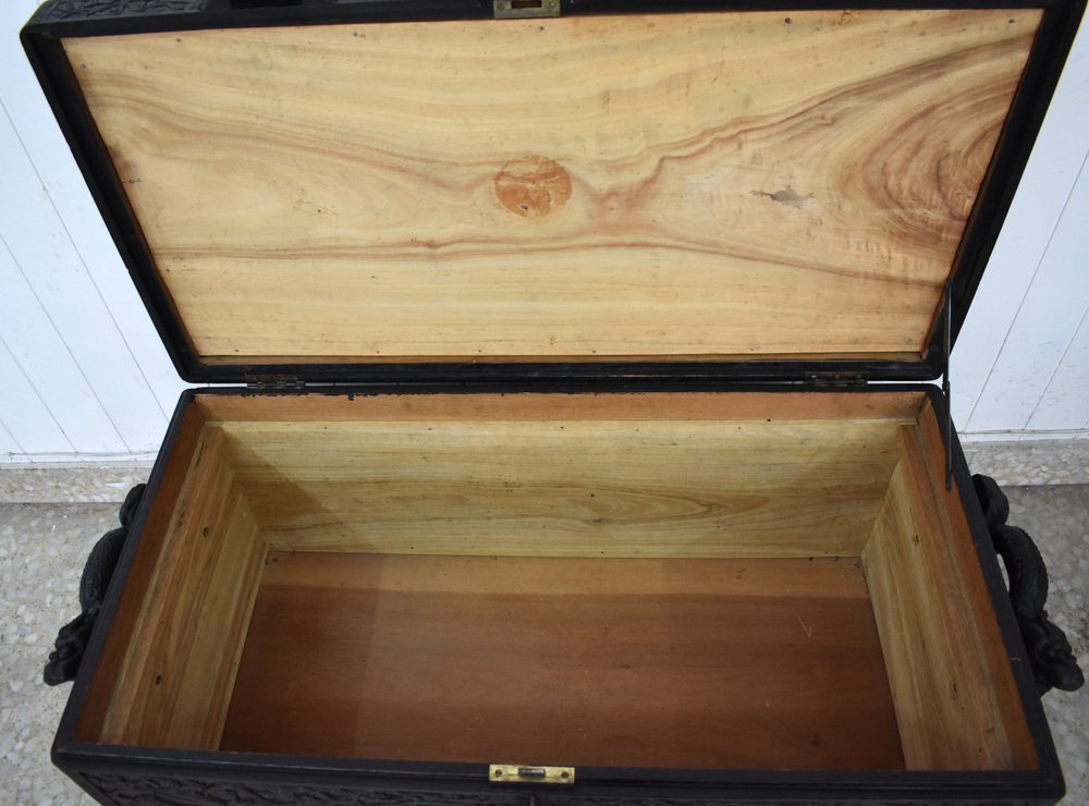 Hand Carved Oriental Trunk for sale at Pamono