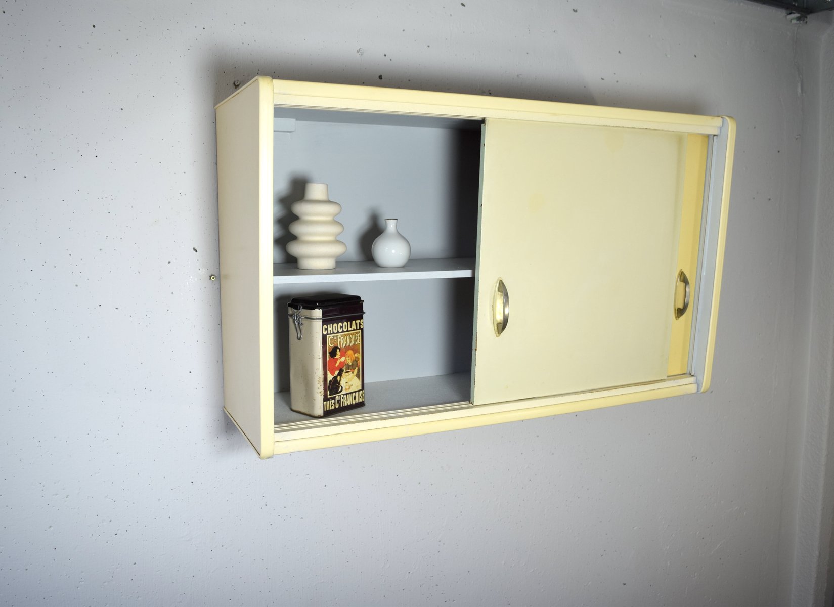 Vintage Wall Cabinet with Sliding Doors, 1950s for sale at Pamono