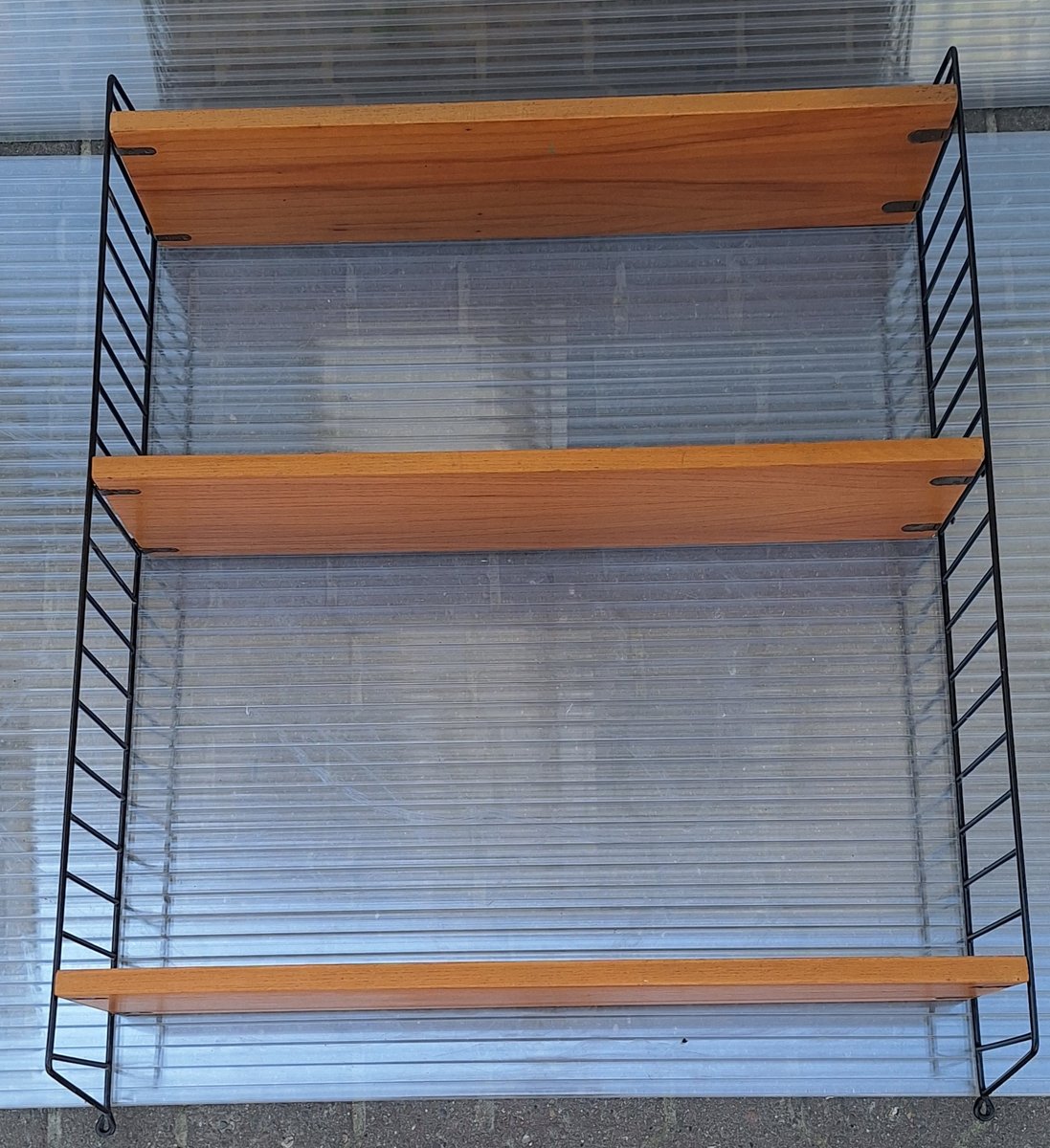 Vintage String Shelf with Black Metal Frame by Kajsa & Nils Nisse ...