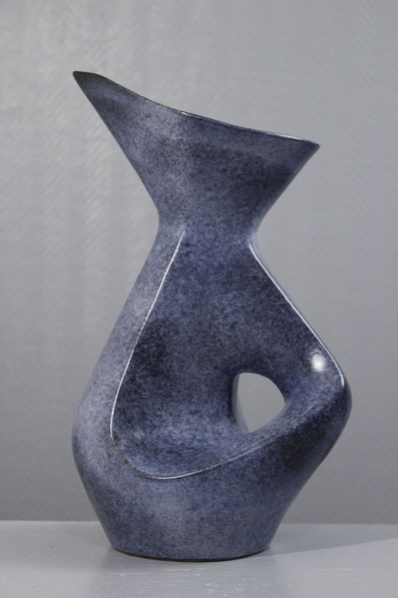 Large Free-Form Ceramic Pitcher Vase, 1950s for sale at Pamono