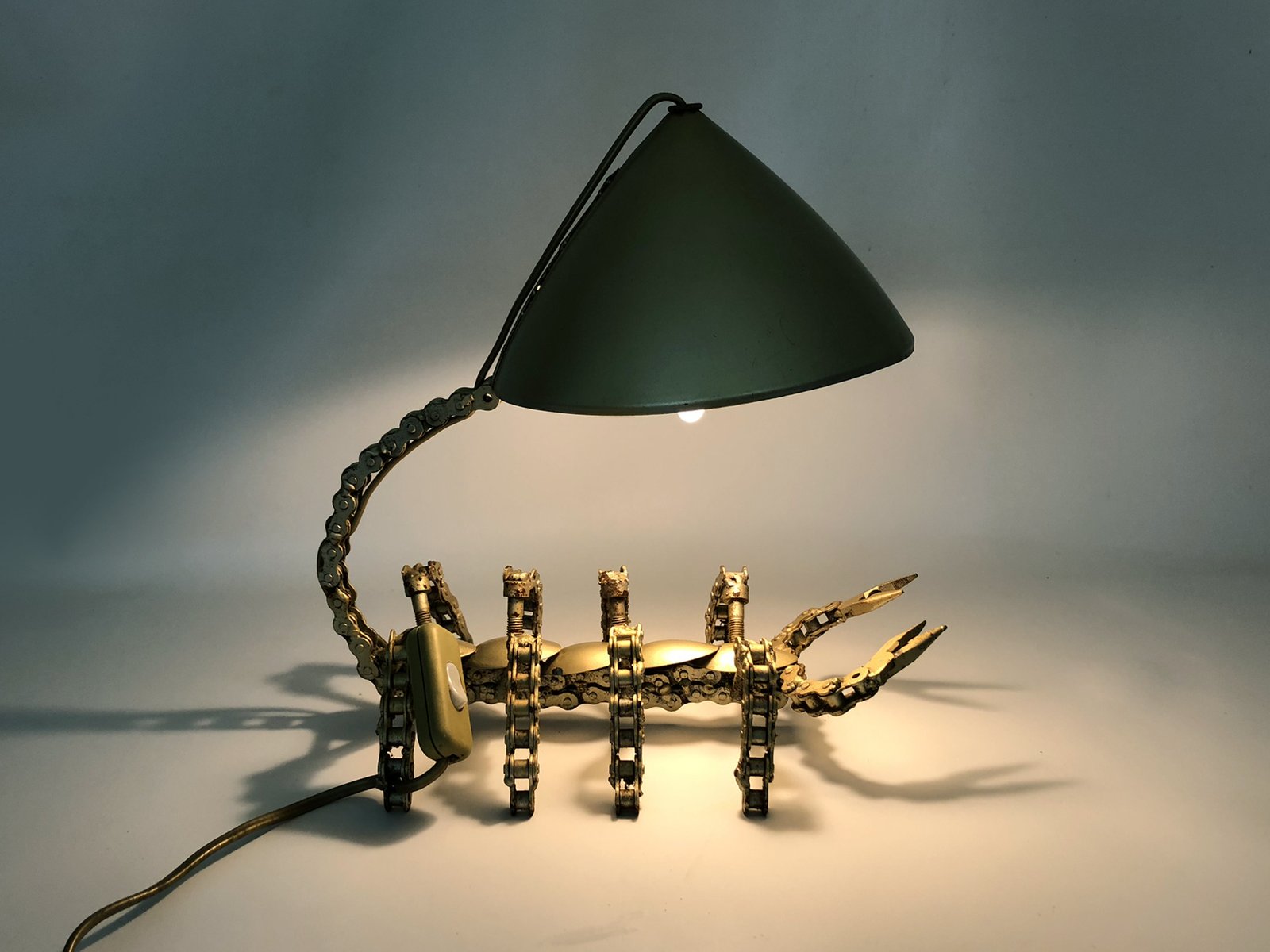 Brutalist Golden Scorpion Lamp, 1980s for sale at Pamono