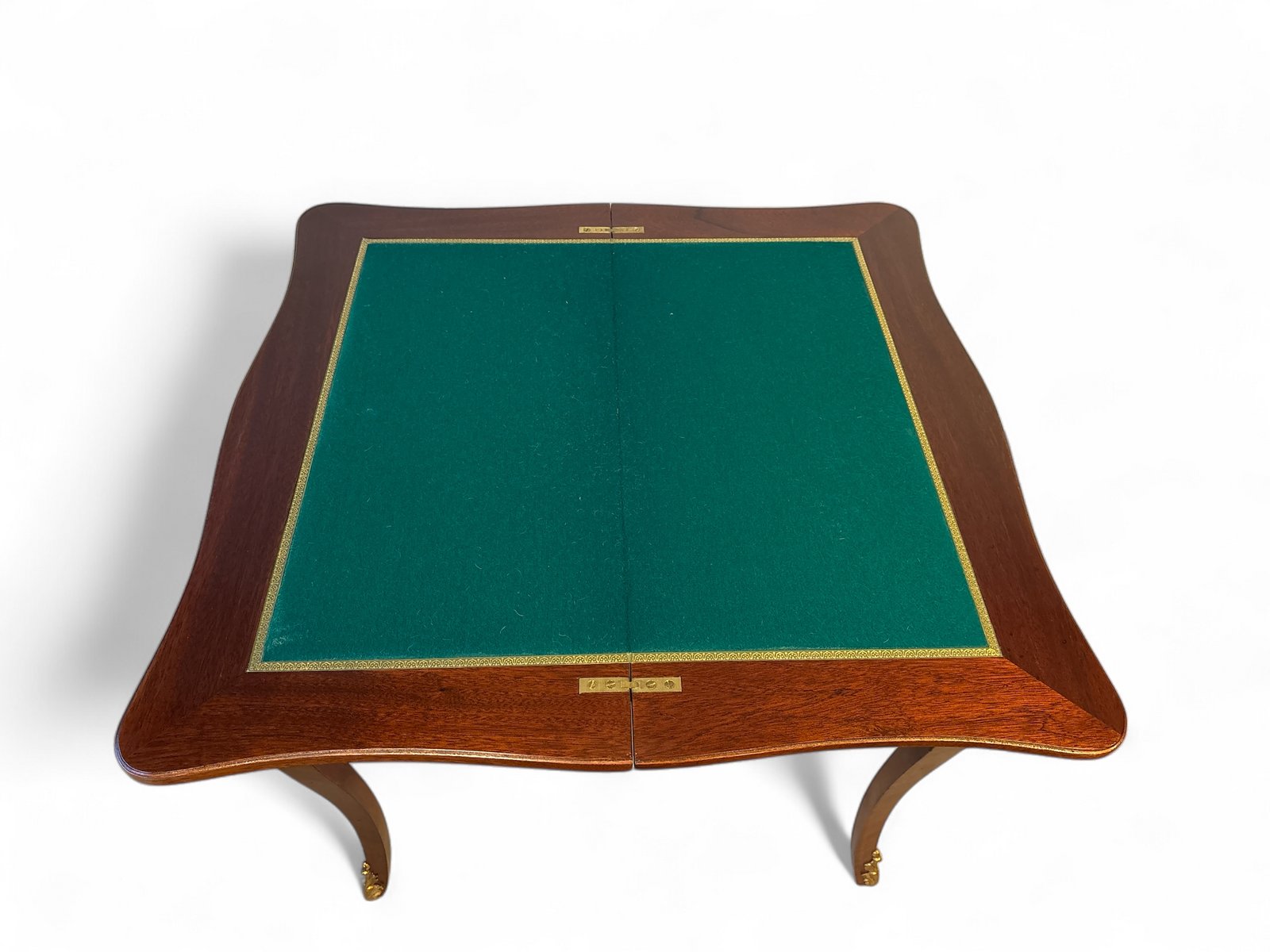 Parquetry Game Table with Green Felt Top, 1950s for sale at Pamono