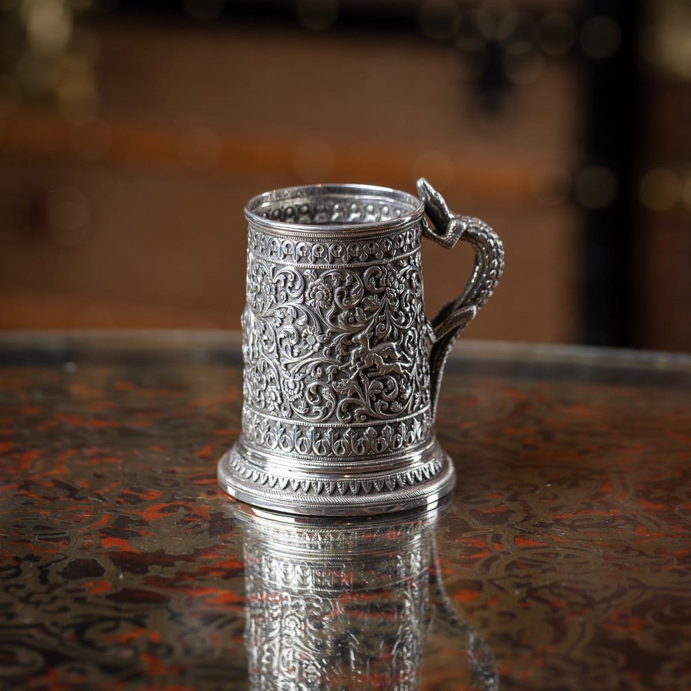 Antique Indian Kutch Silver Mug by Oomersi Mawji for Bhuj, 1890s for ...