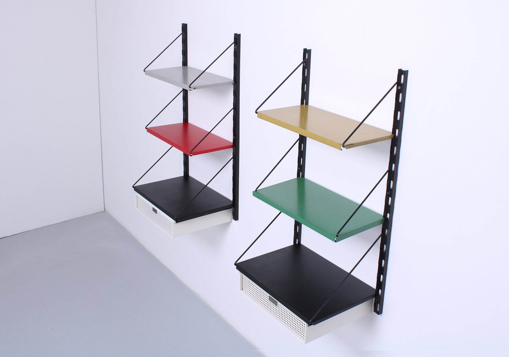 Modular Colored Metal Wall System by Tjerk Reijenga for Pilastro, 1950s ...