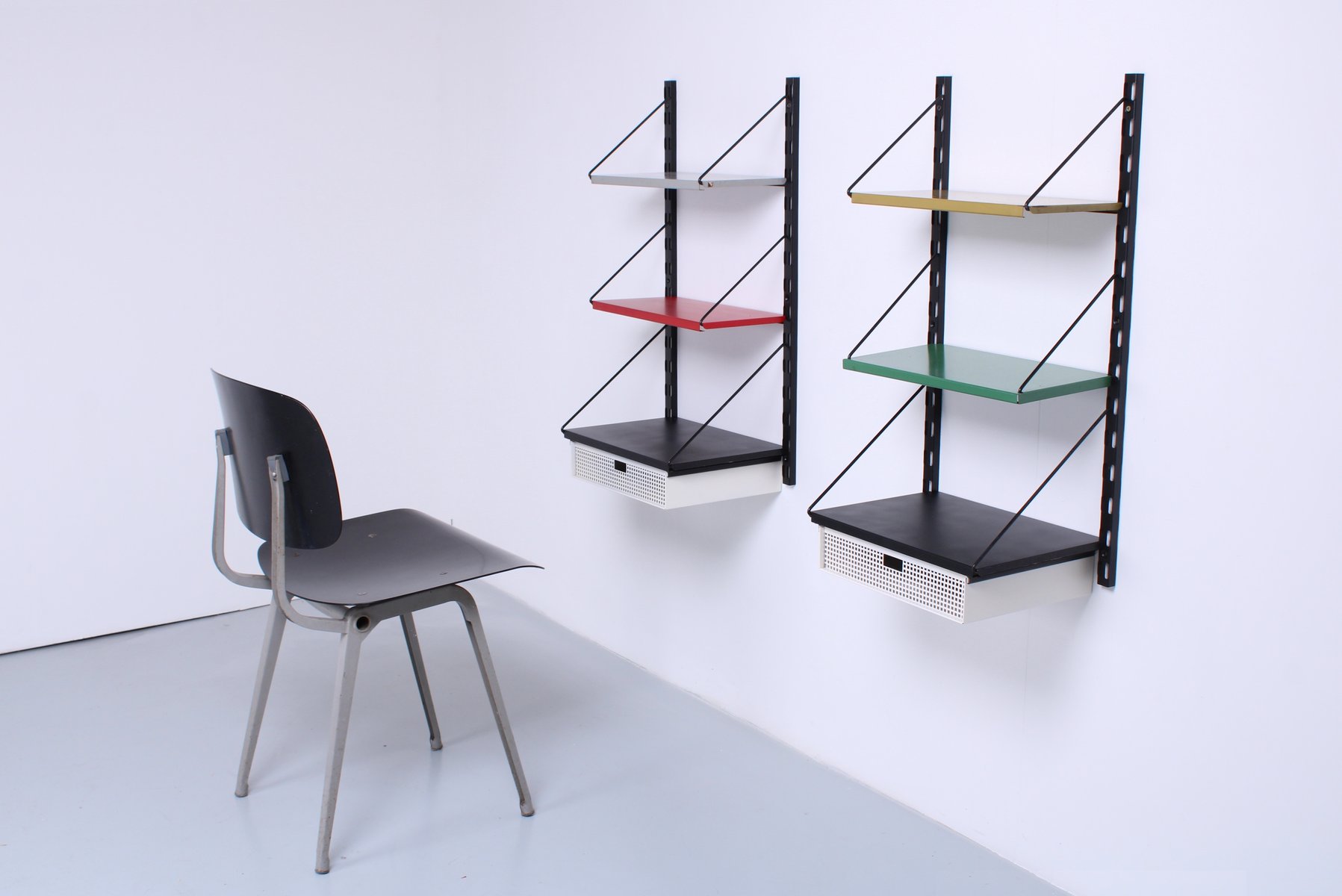 Modular Colored Metal Wall System by Tjerk Reijenga for Pilastro, 1950s ...