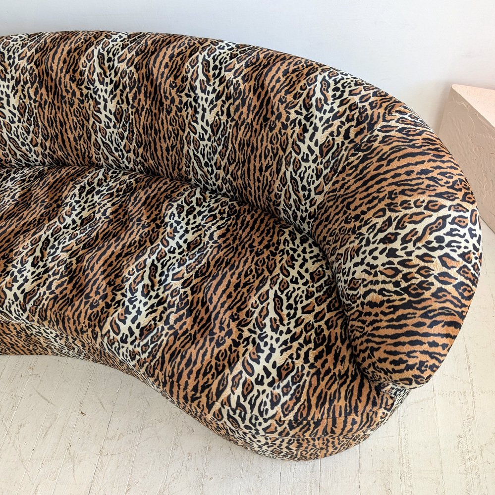 Large Vintage Curvaceous Leopard Print Sofa, 1980s for sale at Pamono