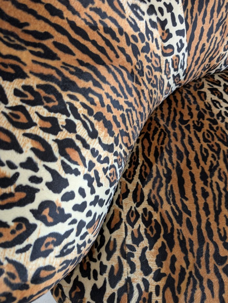 Large Vintage Curvaceous Leopard Print Sofa, 1980s for sale at Pamono