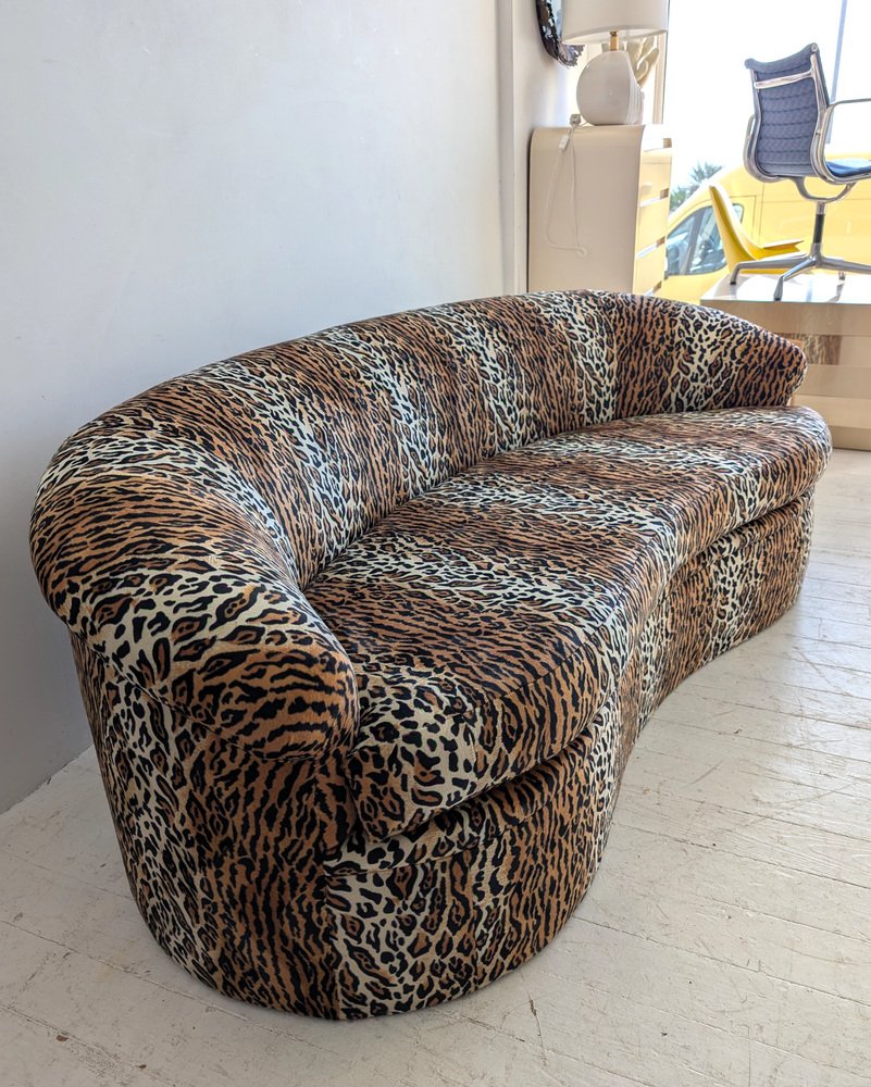 Large Vintage Curvaceous Leopard Print Sofa, 1980s for sale at Pamono