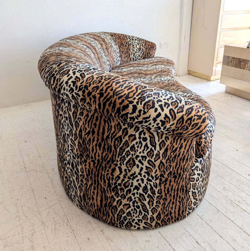Large Vintage Curvaceous Leopard Print Sofa, 1980s for sale at Pamono