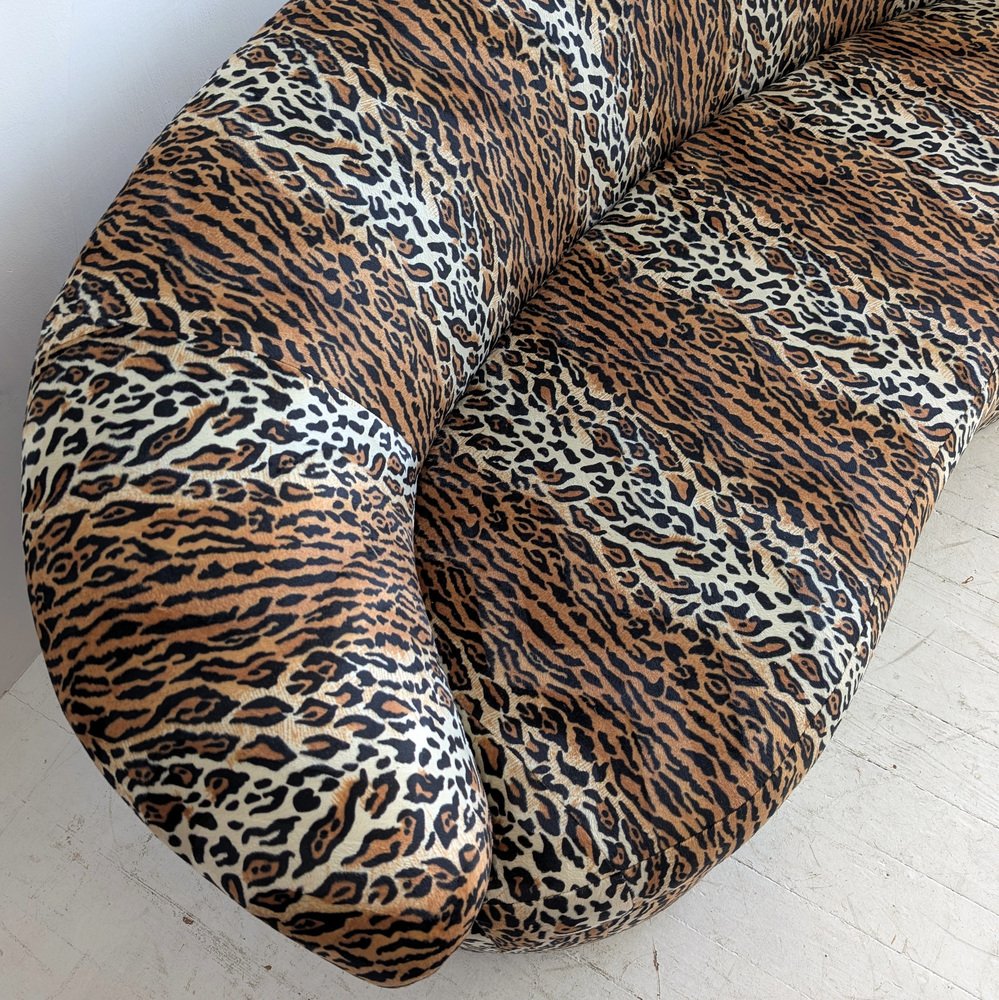 Large Vintage Curvaceous Leopard Print Sofa, 1980s for sale at Pamono