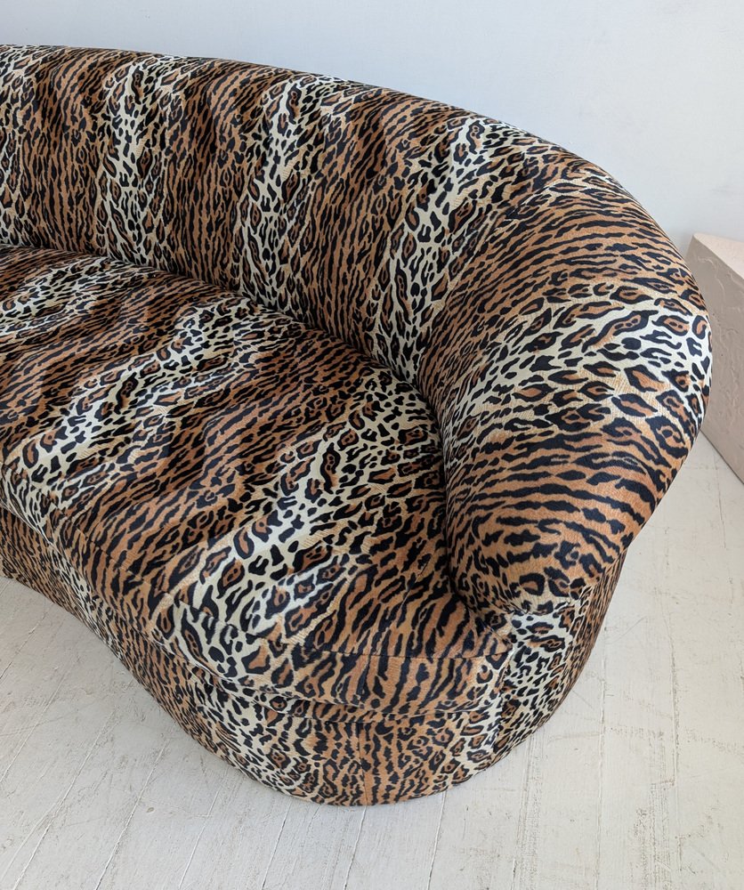 Large Vintage Curvaceous Leopard Print Sofa, 1980s for sale at Pamono