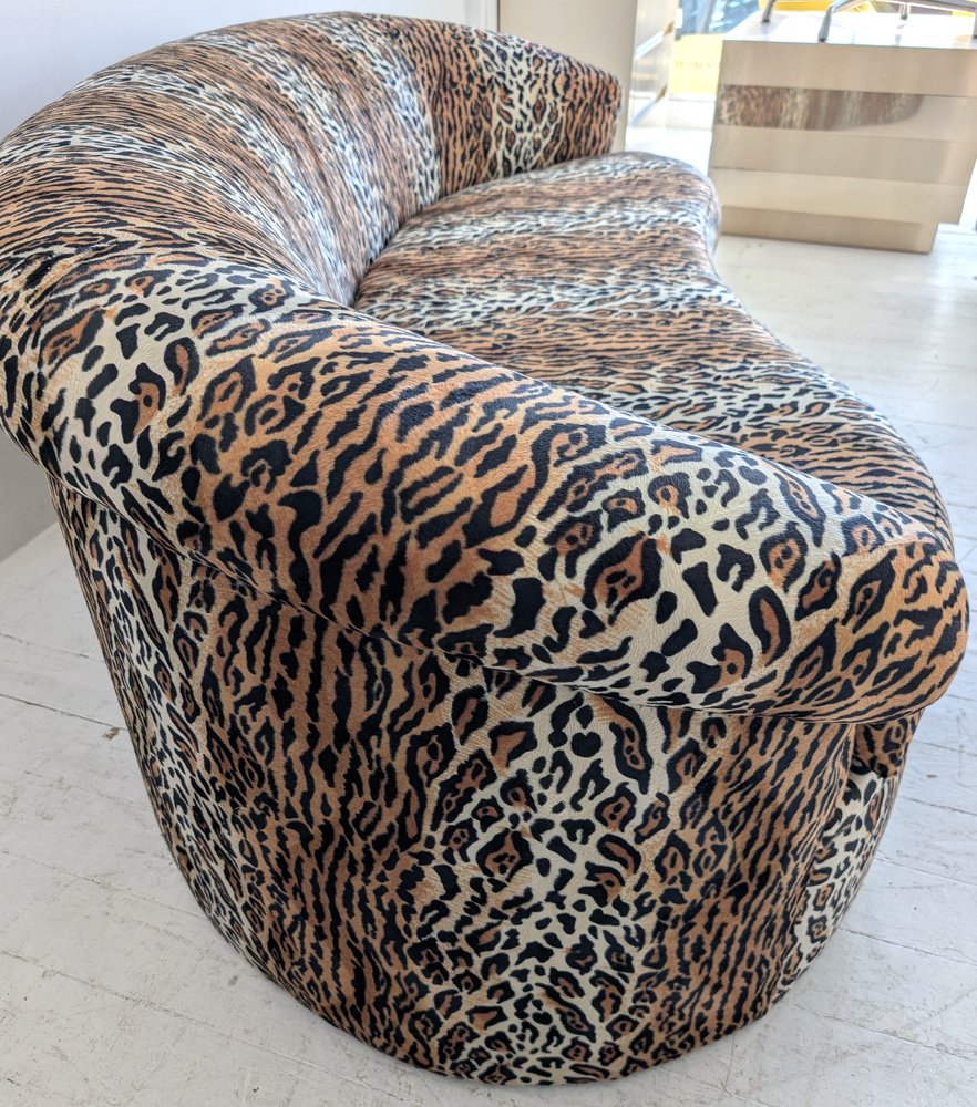 Large Vintage Curvaceous Leopard Print Sofa, 1980s for sale at Pamono