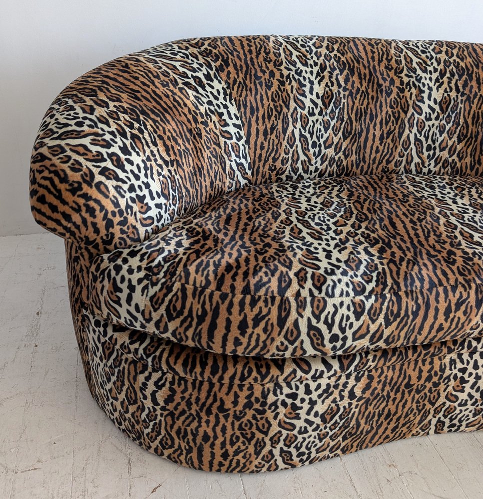 Large Vintage Curvaceous Leopard Print Sofa, 1980s for sale at Pamono