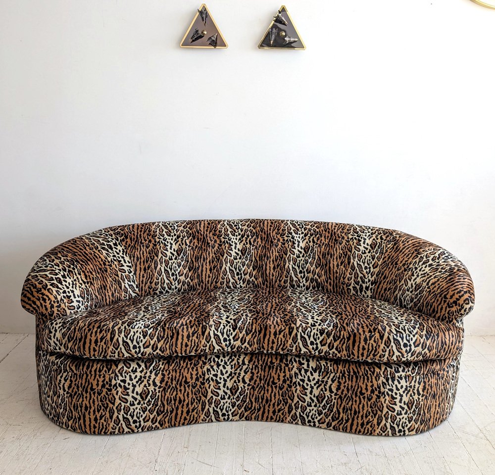 Large Vintage Curvaceous Leopard Print Sofa, 1980s for sale at Pamono