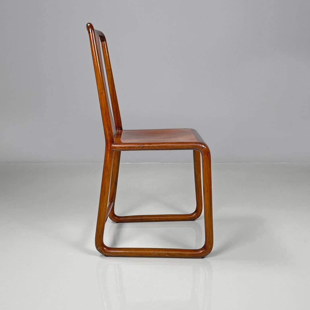 Italian Art Deco Wooden Chairs with Rounded Structure and Rectangular ...