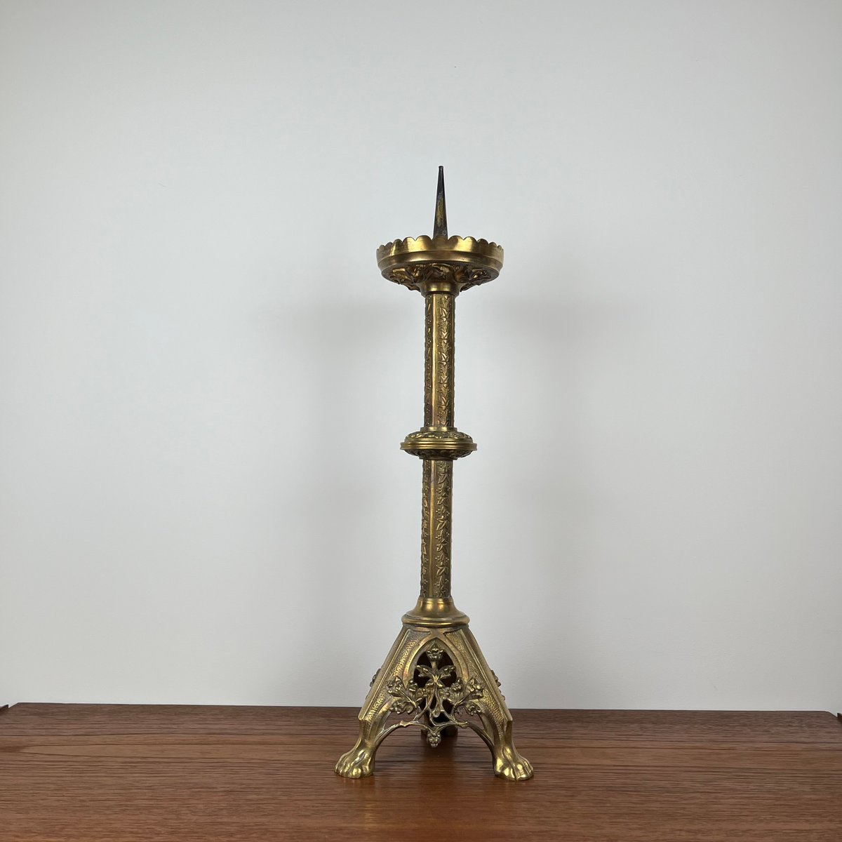 Antique Gothic Bronze Religious Candlestick, 1890s for sale at Pamono