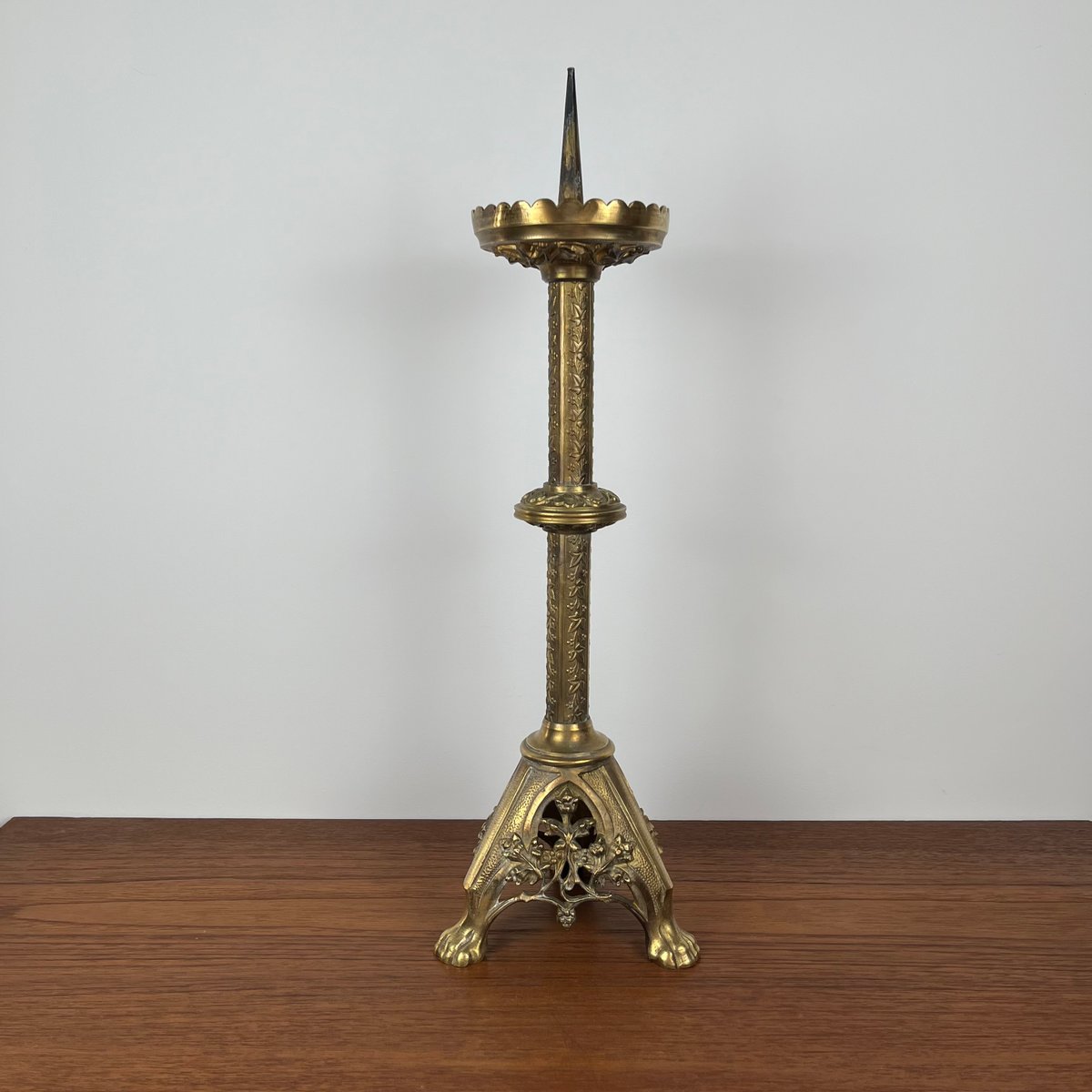 Antique Gothic Bronze Religious Candlestick, 1890s for sale at Pamono