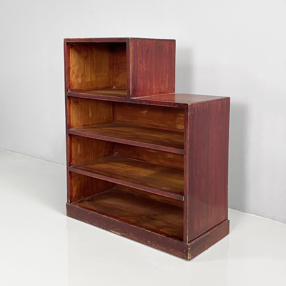 Art Deco Italian Rectangular Bookcase in Red Wood, 1940s for sale at Pamono