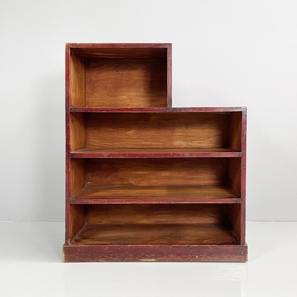 Art Deco Italian Rectangular Bookcase in Red Wood, 1940s for sale at Pamono