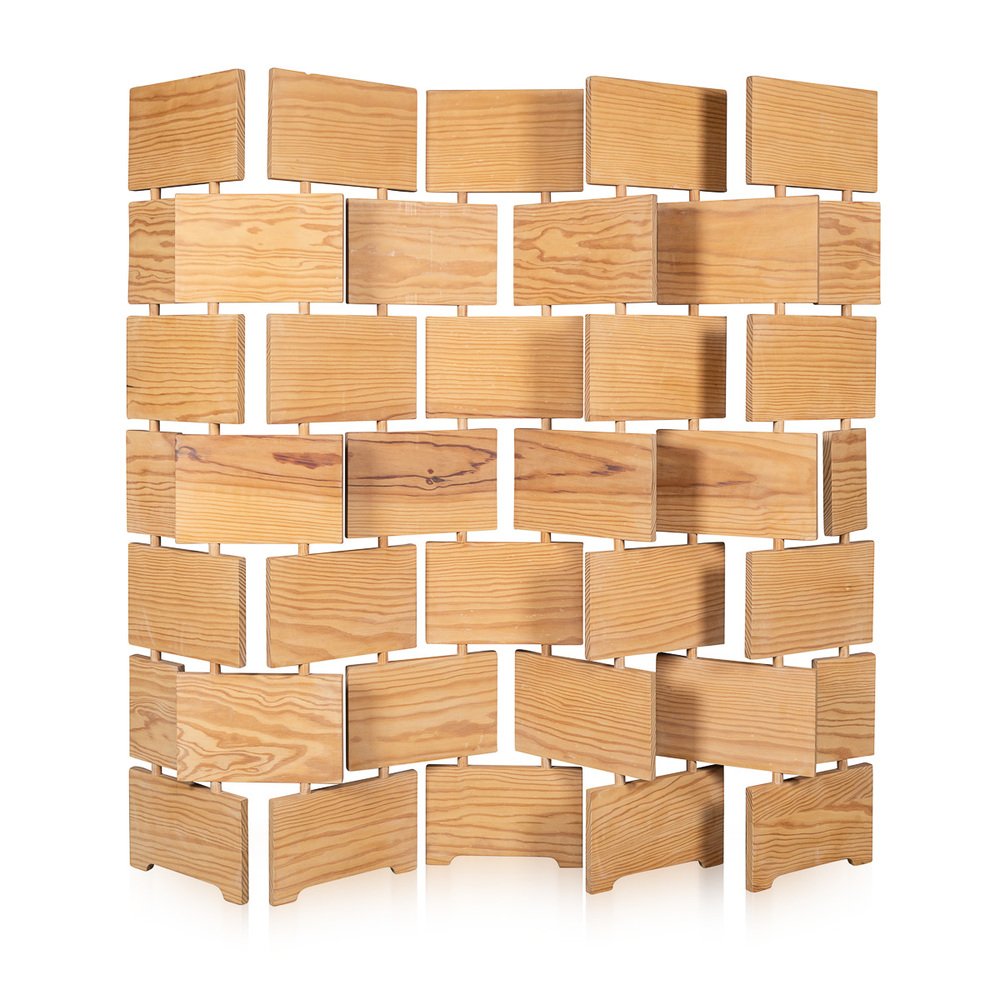 Vintage Articulated Pine Screen, 1980 for sale at Pamono