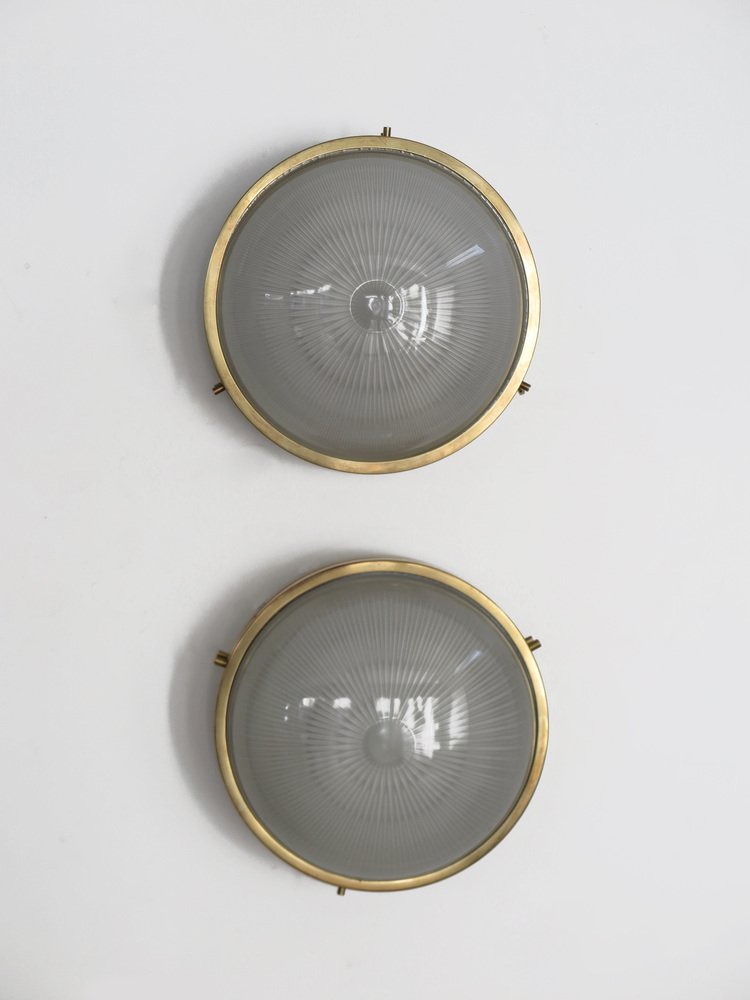 Italian Brass Glass Sigma Wall Lamps by Sergio Mazza for Artemide ...