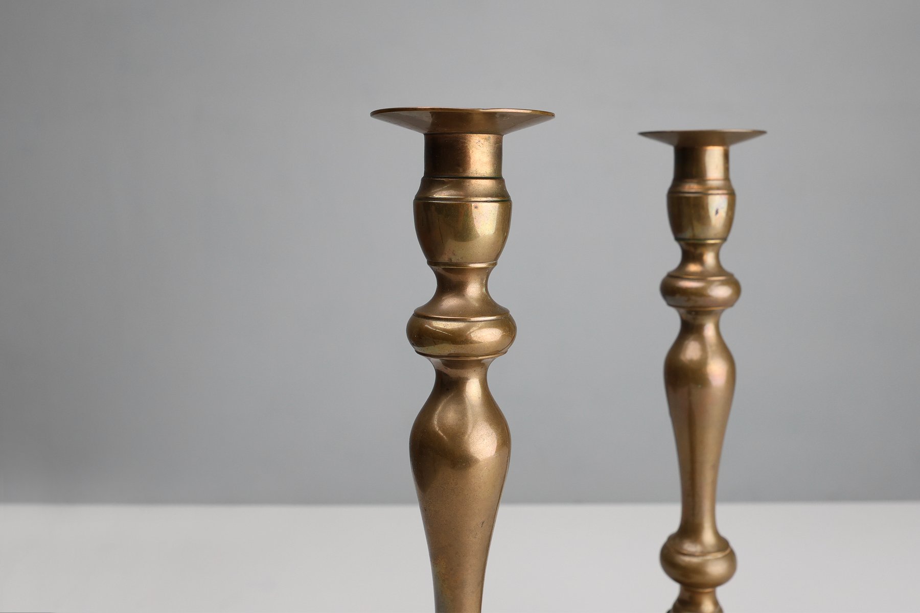 Antique French Copper Candlesticks, 1890s, Set of 2 for sale at Pamono