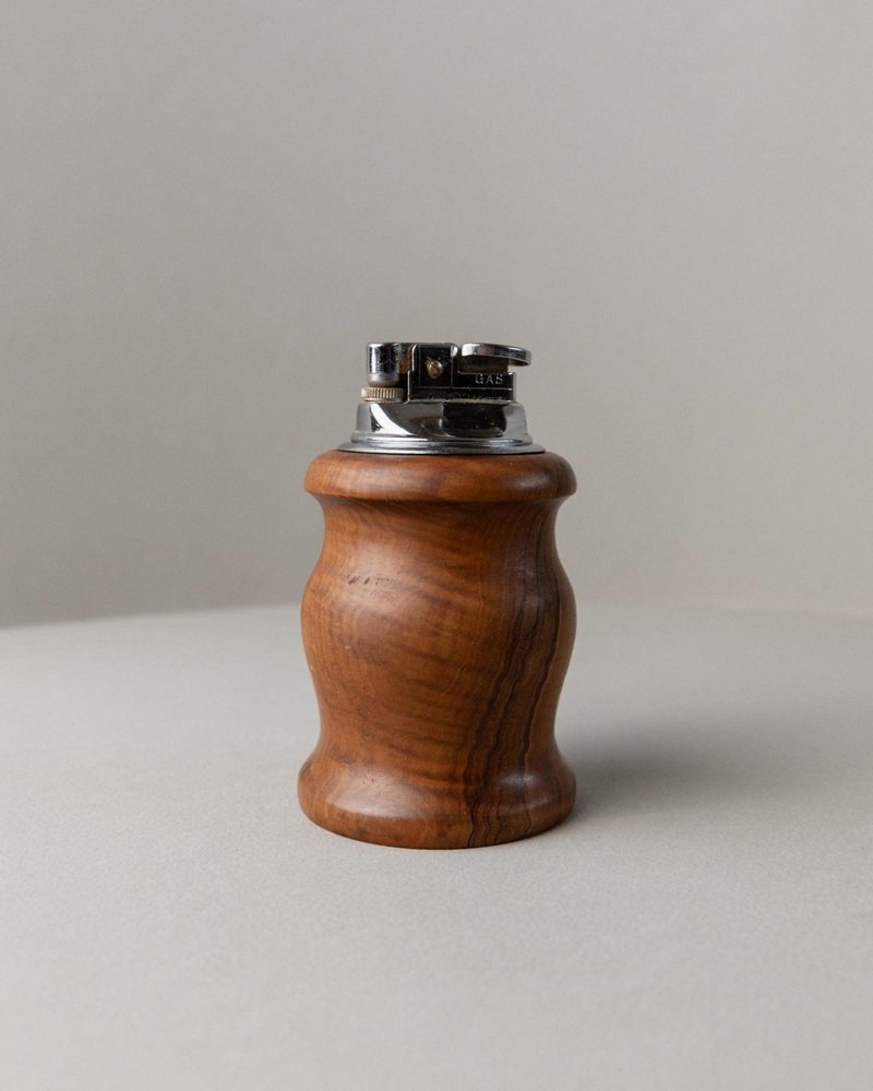 Vintage Curved Wooden Table Lighter, Italy, 1960s for sale at Pamono