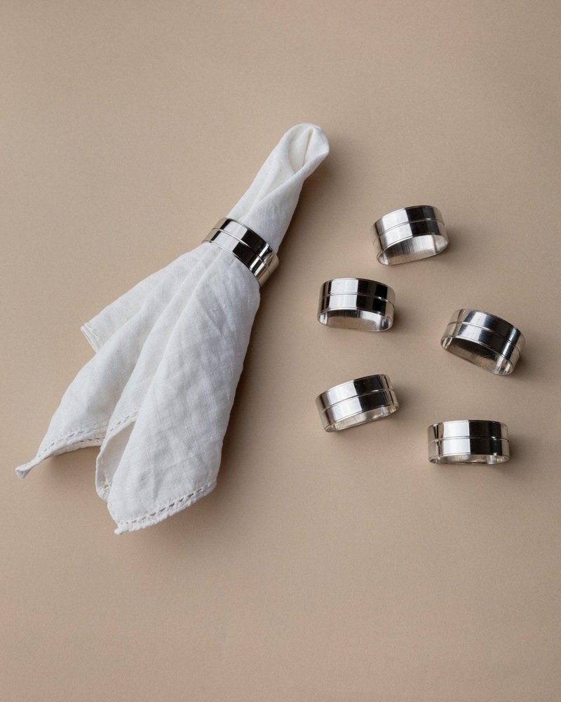 Vintage Chrome Napkin Rings, Italy, 1970s, Set of 6 for sale at Pamono