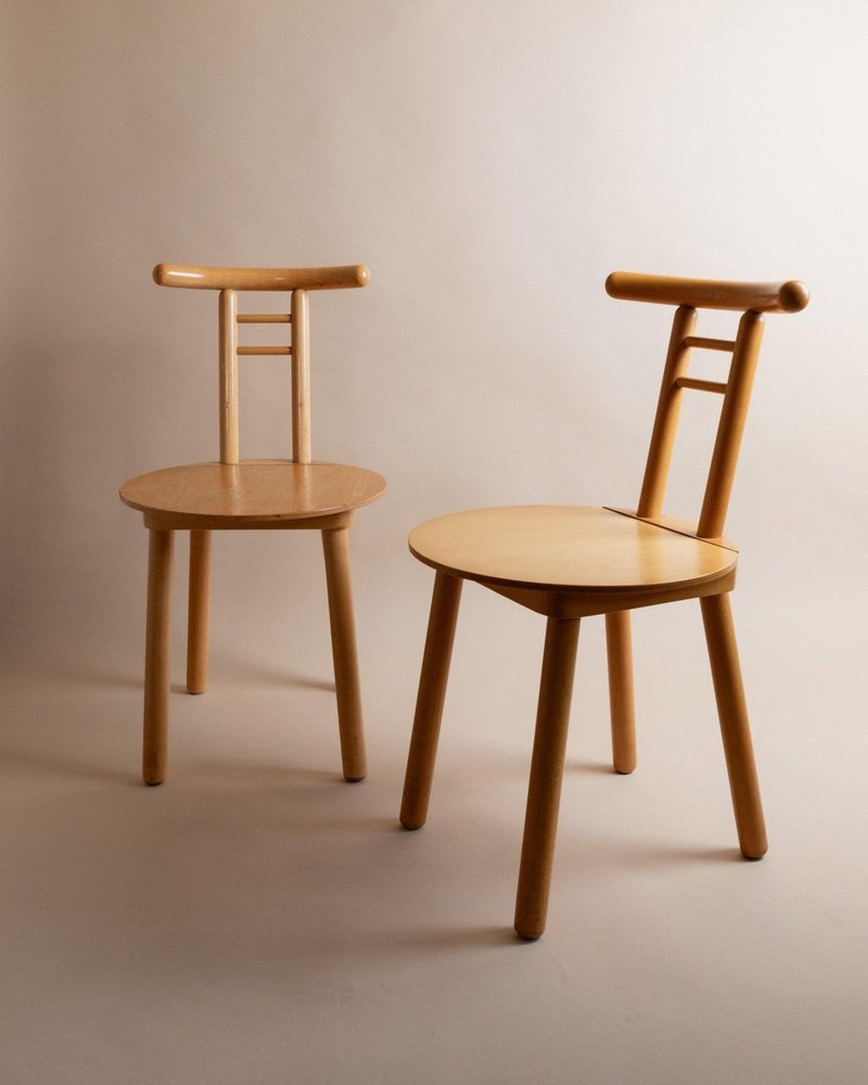 Minimalist Light Wood Chair, Italy, 1980s for sale at Pamono
