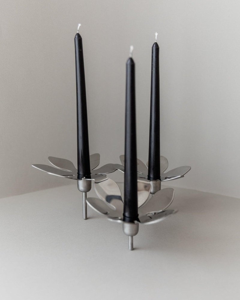 Vintage Flower-Shaped Candleholder in Stainless Steel by Monica Mulder ...