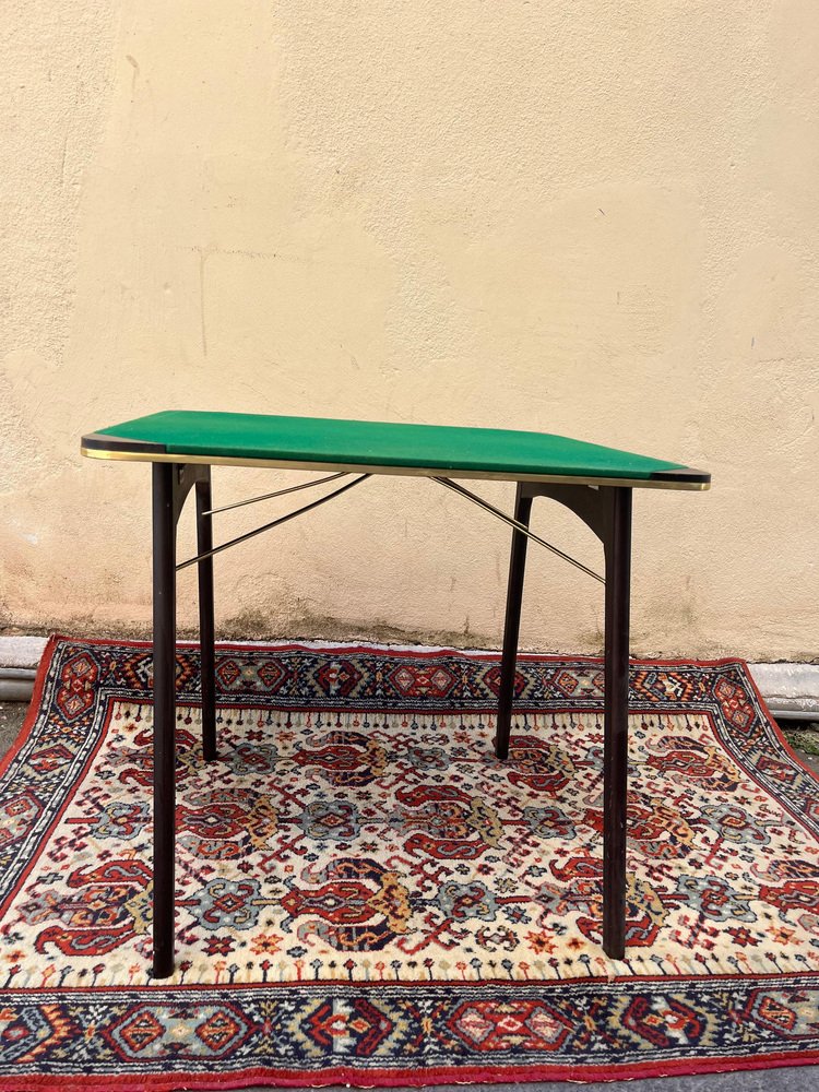 Vintage Folding Wood and Fabric Game Table, 1960s for sale at Pamono