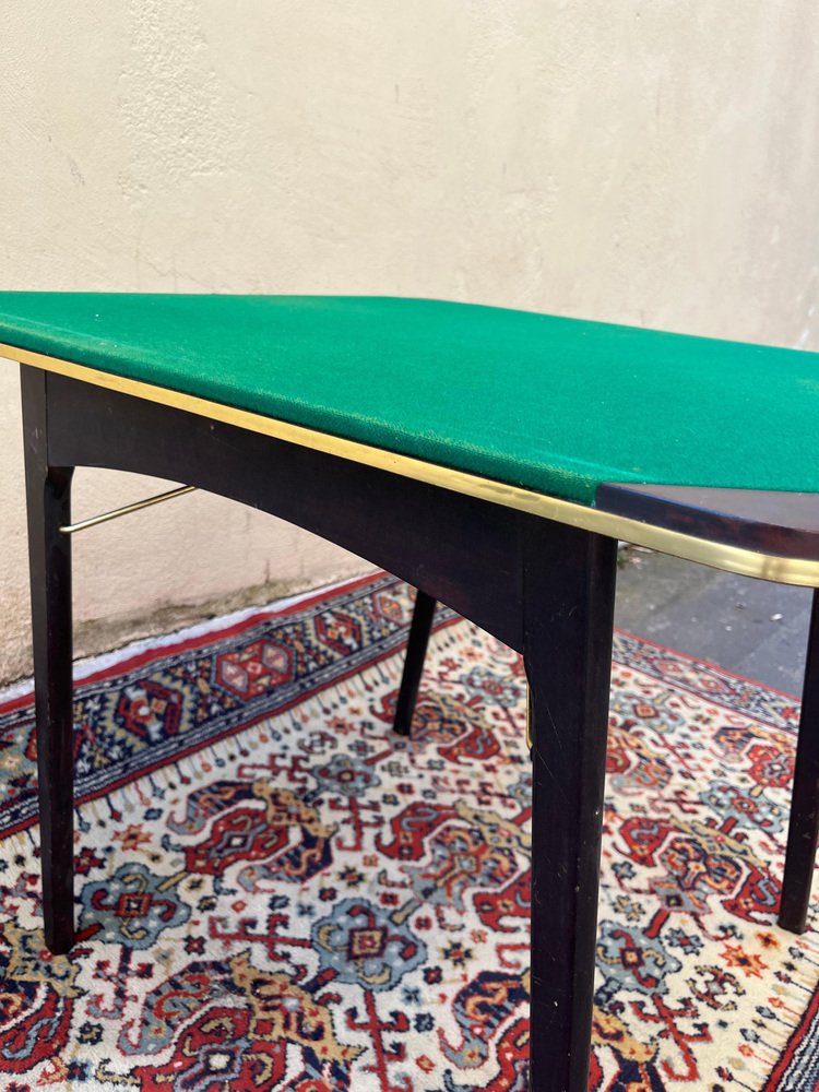 Vintage Folding Wood and Fabric Game Table, 1960s for sale at Pamono