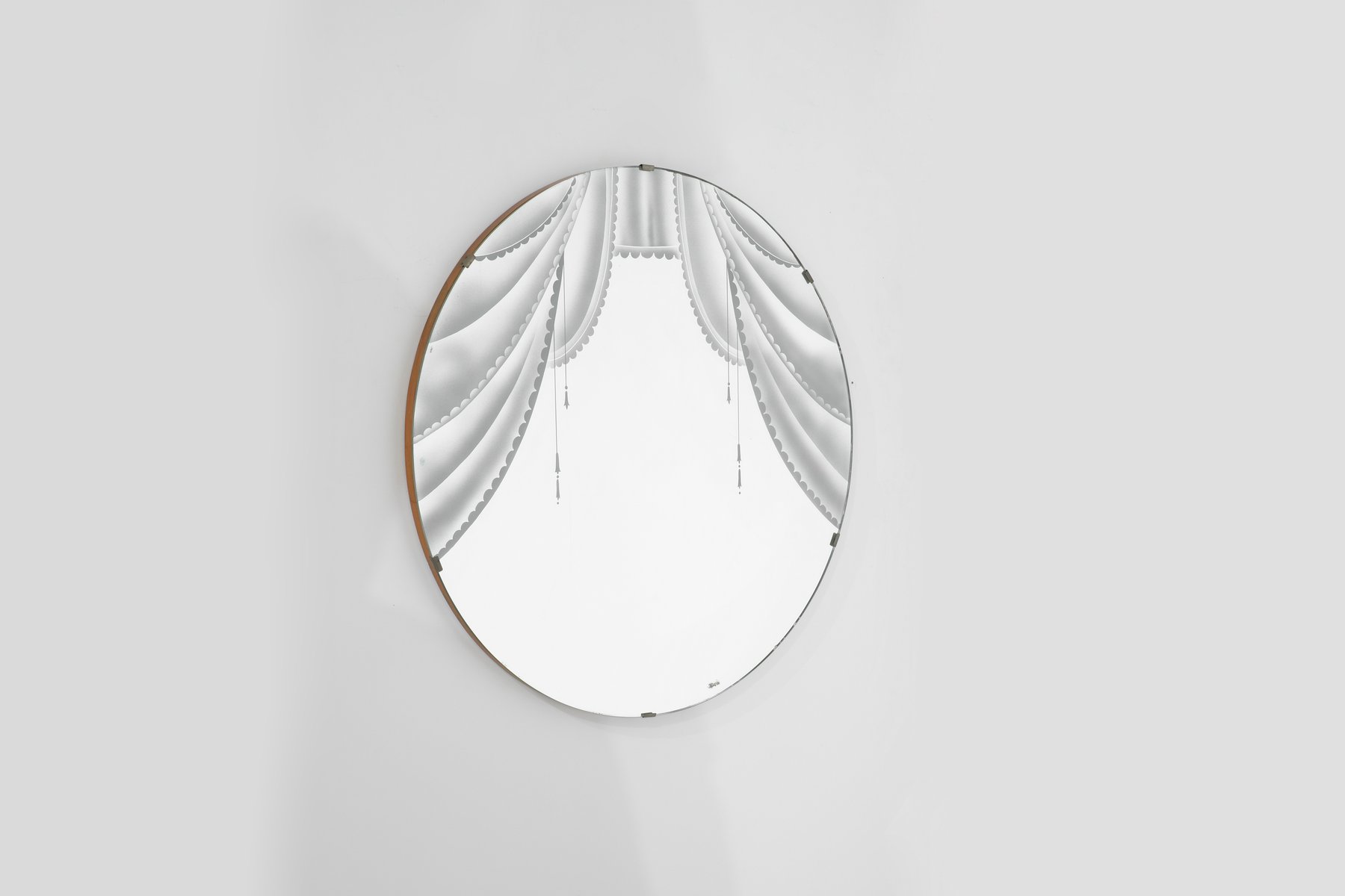Large Vintage Mirror with Screen Printing, 1950s for sale at Pamono