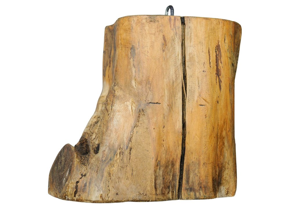Rustic Hand-Carved Wooden Organic Tree Stump Door Stop with Iron Handle ...