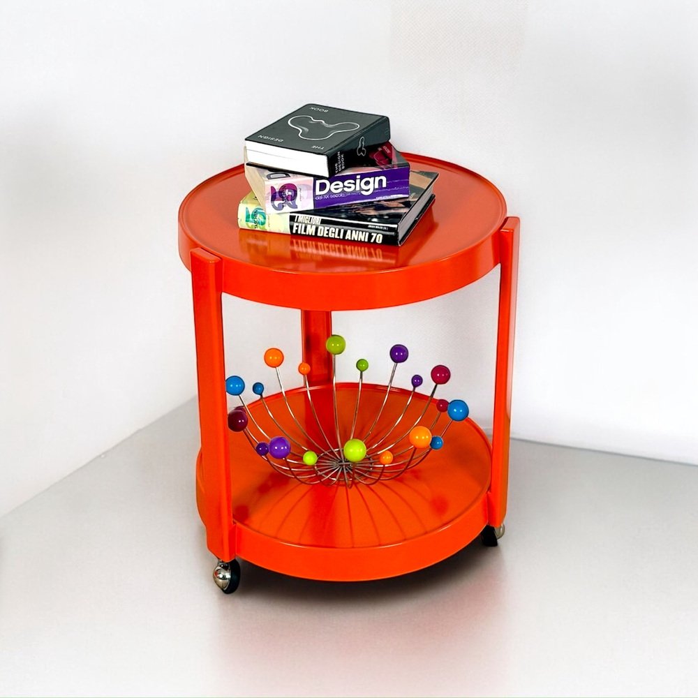 Orange Plastic Serving Trolley, 1970s for sale at Pamono