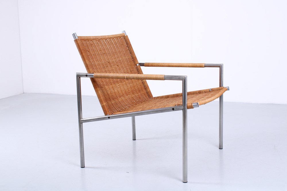 Rattan SZ01 Lounge Chair by Martin Visser for T Spectrum, 1960s for ...