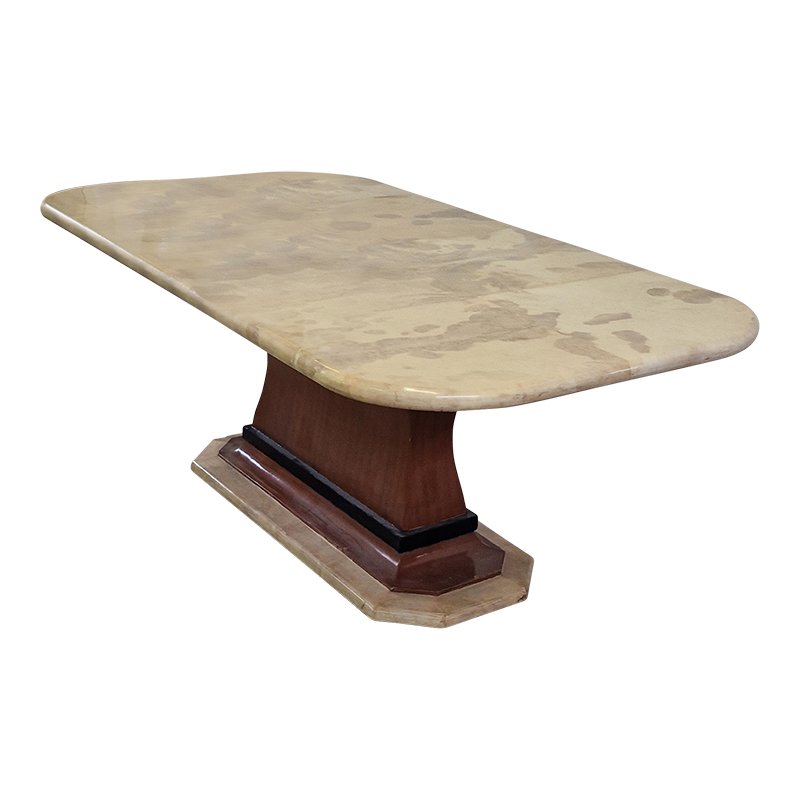 Natural Parchment Table with Rounded Edges, 1980s for sale at Pamono