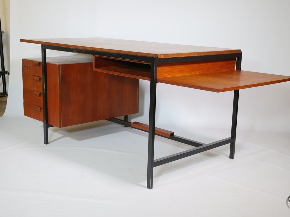 Teak Metal Architects Desk, 1960s for sale at Pamono