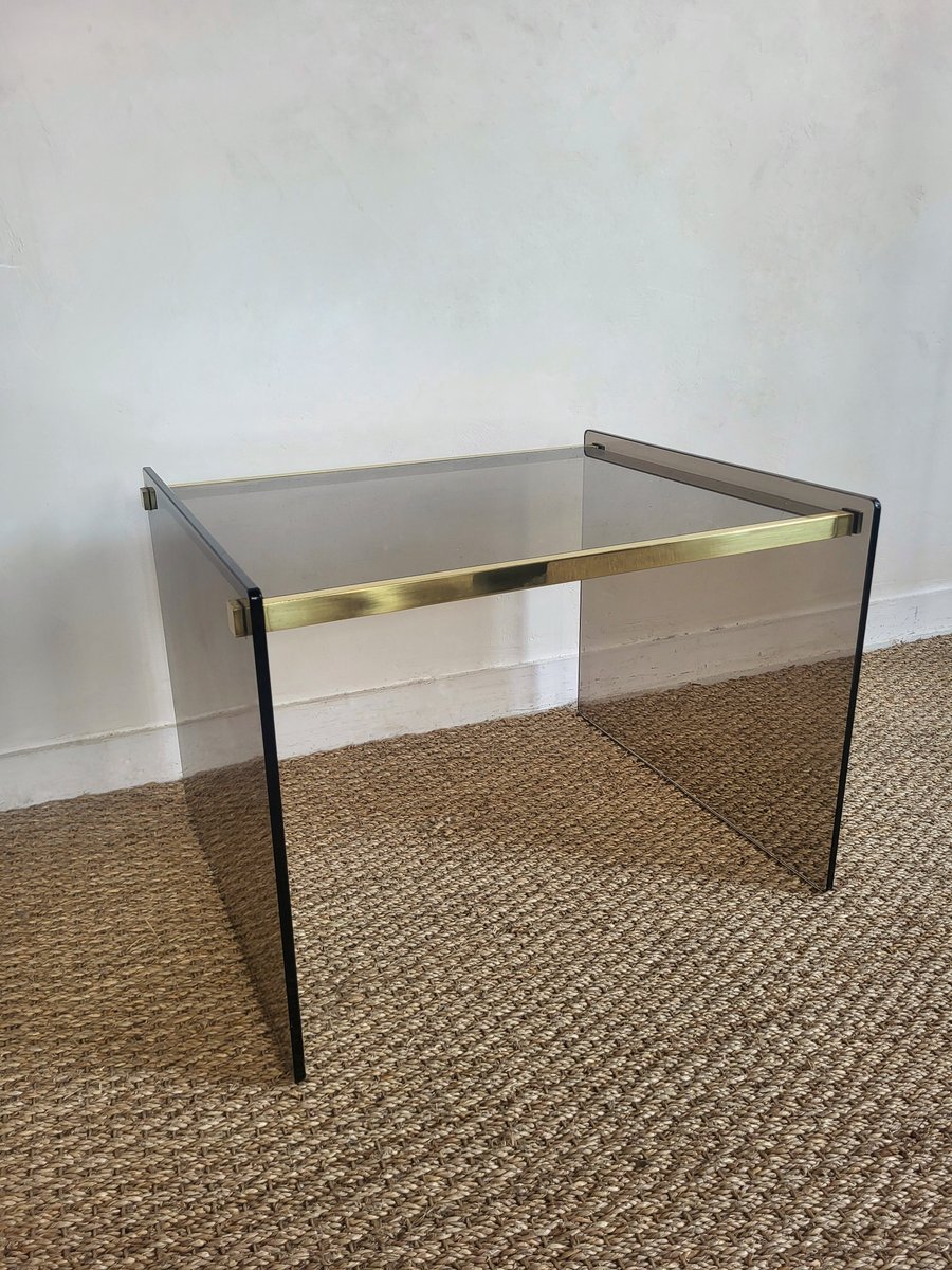 Smoked Glass Side Table, 1970s for sale at Pamono
