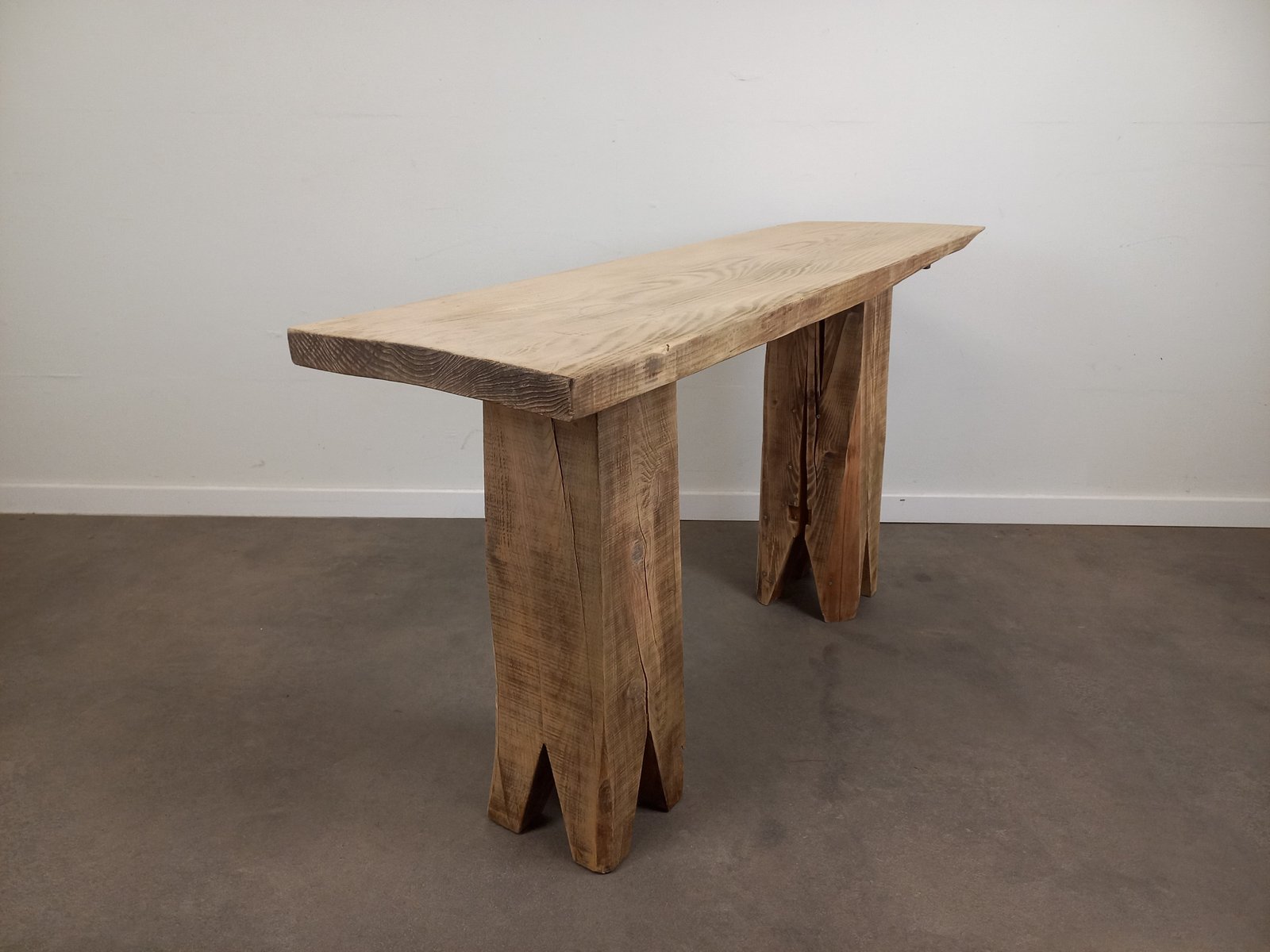 Brutalist Fir Console Table, 1980s for sale at Pamono
