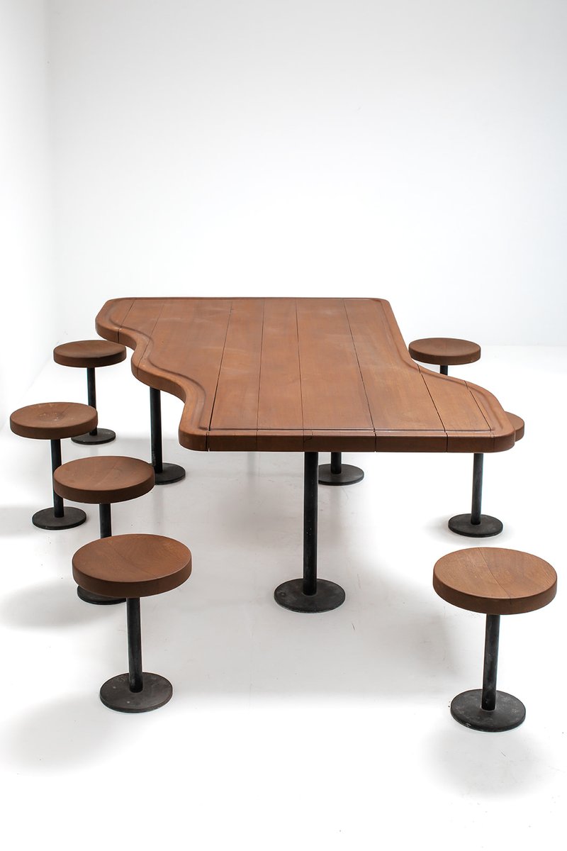 Swiss Table with 8 Matching Stools, Set of 9 for sale at Pamono
