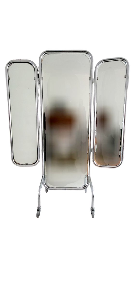 Chrome Tubular 3-Way Mirror from Gispen for sale at Pamono