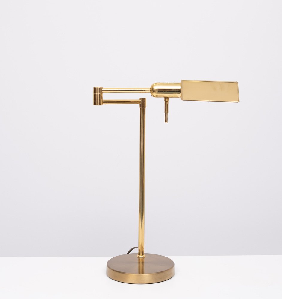 Vintage Swing Arm Desk Lamp in Brass, 1980s for sale at Pamono