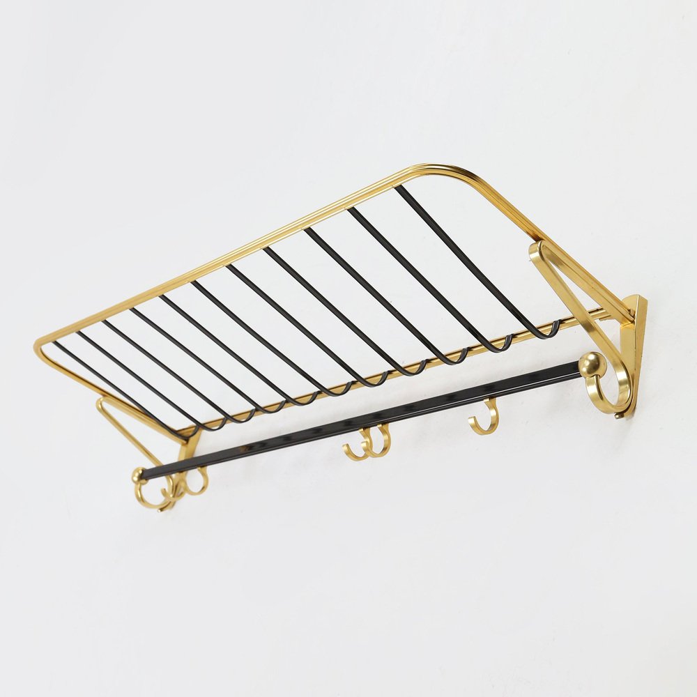 Mid-Century Modern Coat Rack in Gold and Black Aluminium, 1960s for ...