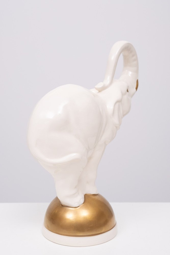 Large Ceramic Elephant on Golden Ball, 1970s for sale at Pamono