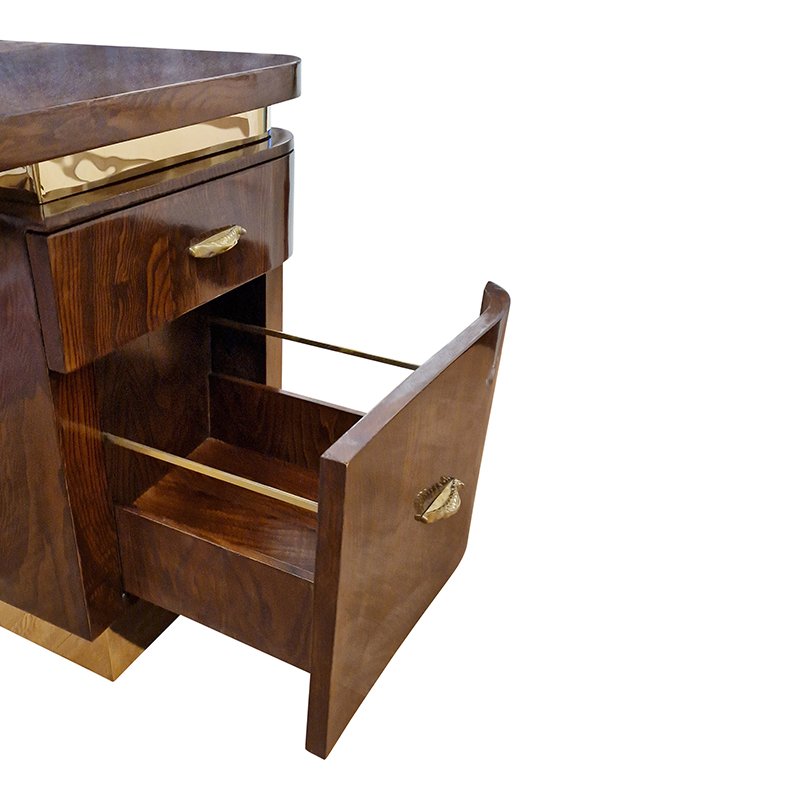 Mahogany Root Veneer 6-Drawer Desk, 1980s for sale at Pamono